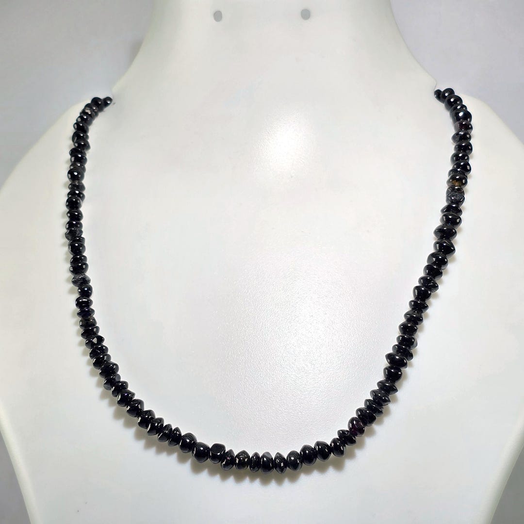 Black Tourmaline Necklace | German Cut Gemstone, 16 Inch - Etsy