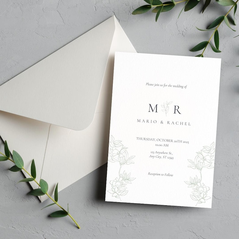 Editable Wedding Reception Invitation, Modern Welcome Sign (5x7 ...