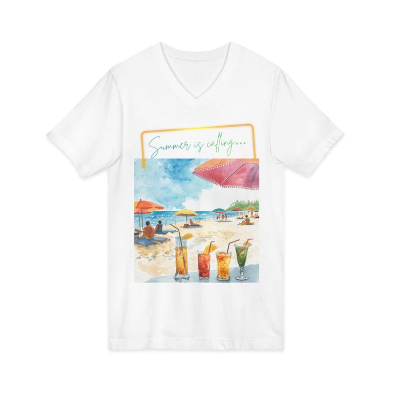 Summer is Calling Beach Scene With Cocktails Tee | Summer Vacation ...