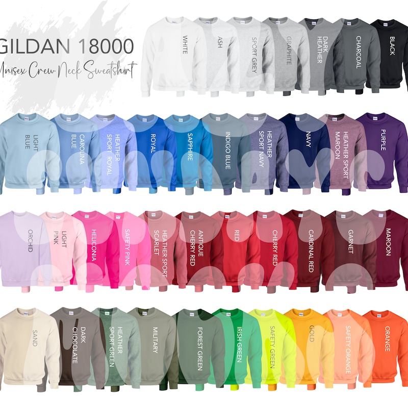 Crew Neck Color Chart - Etsy