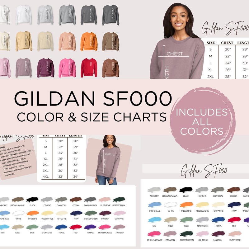 Gildan Soft Style Color Chart - Etsy