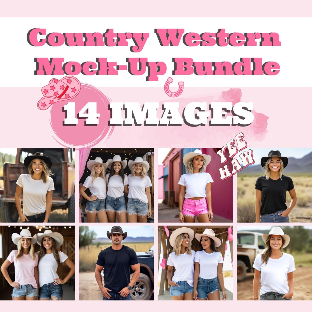 Country Western T-shirt Mockup Bundle | Bachelorette, Concert (digital ...