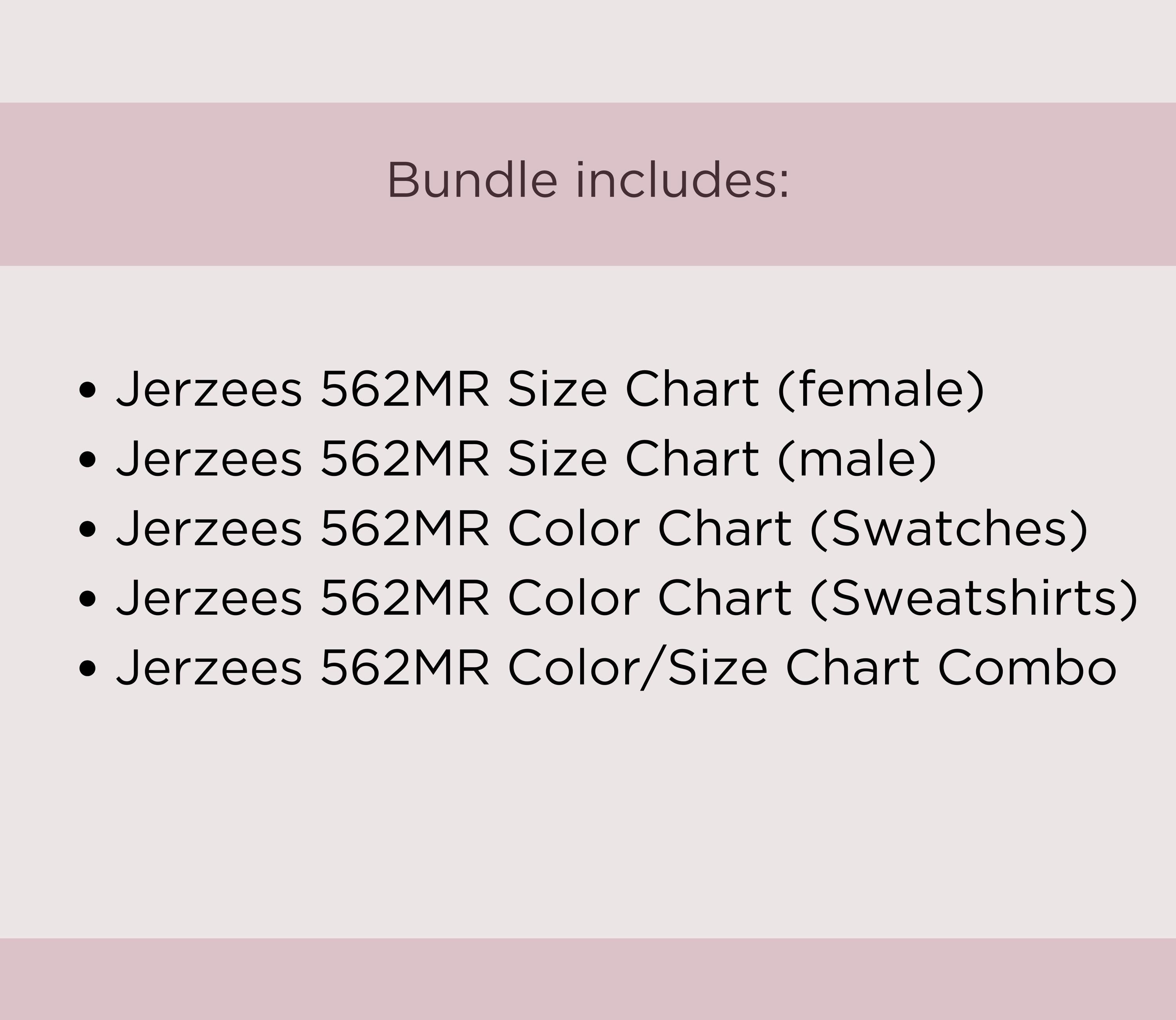 Jerzees 562MR Color Chart Size Chart Nublend Unisex Sweatshirt Fleece ...