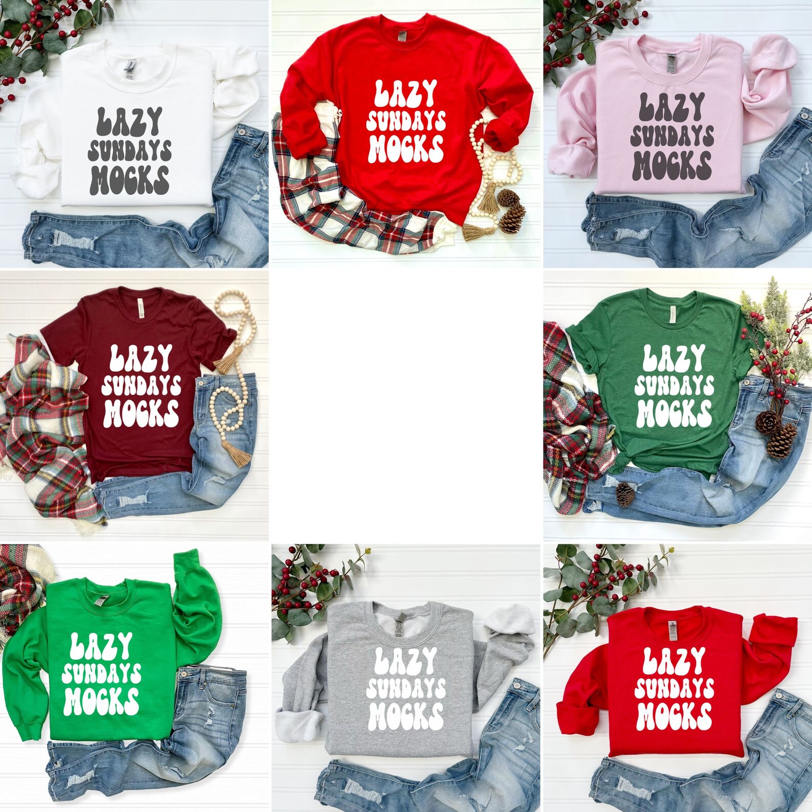 Christmas Mockup Bundle: Bella Canvas & Gildan Flatlays (PNG Digital ...