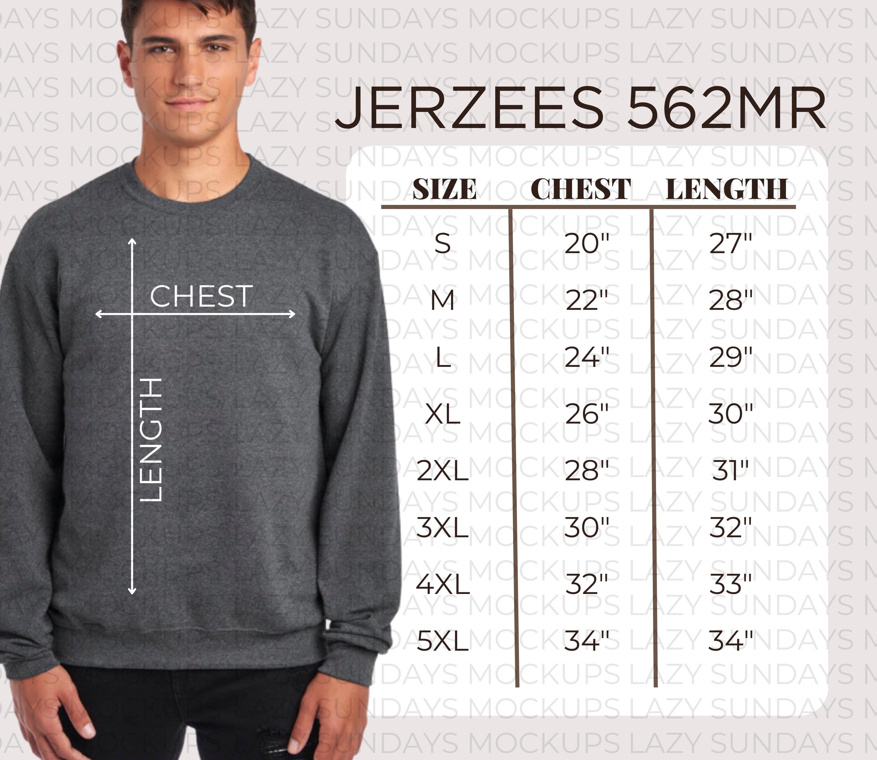 Jerzees 562MR Color Chart Size Chart Nublend Unisex Sweatshirt Fleece ...