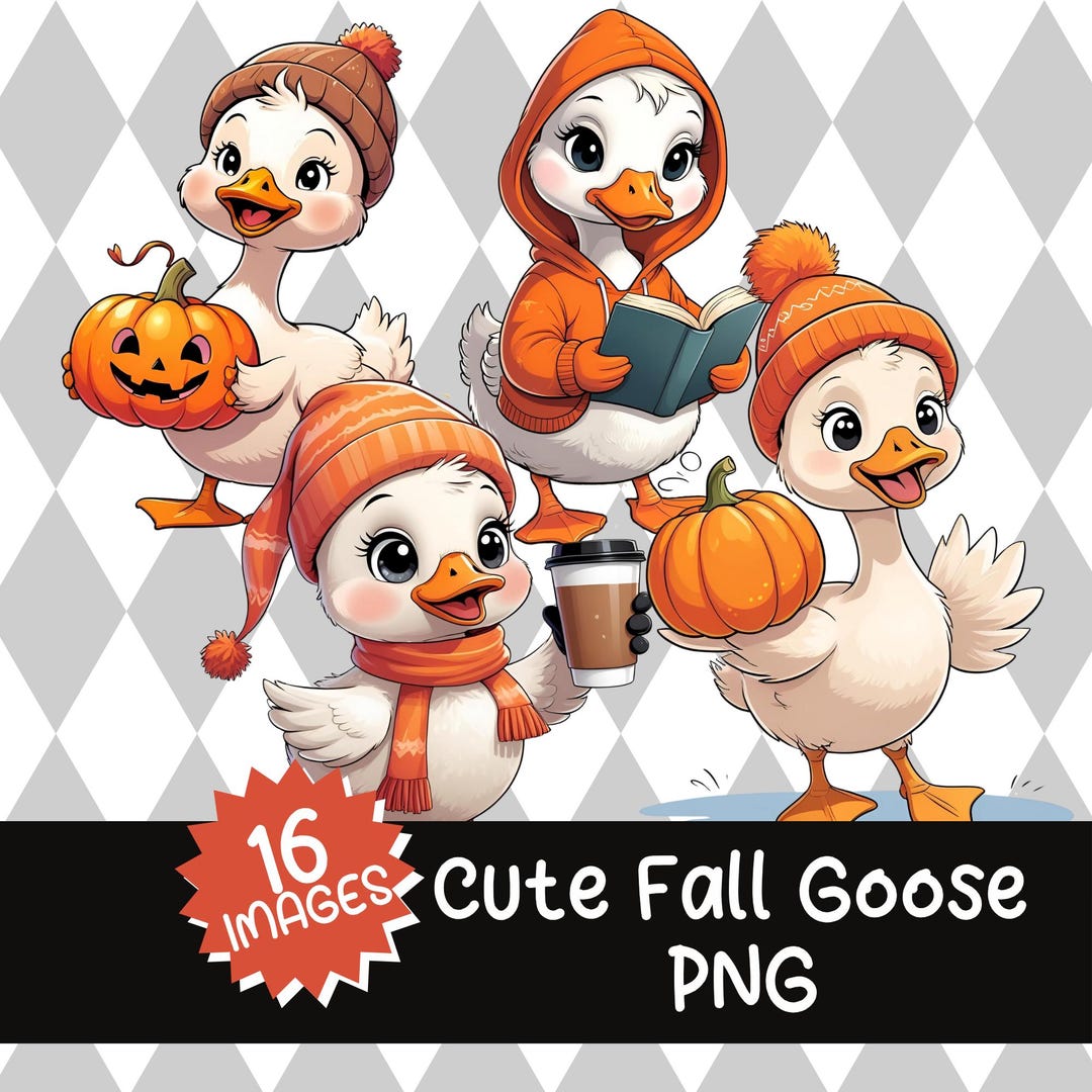 Cute Fall Goose PNG - Autumn Geese Design Bundle - Girly Fall Clipart ...