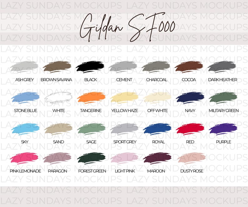 Gildan SF000 Color Chart, Size Chart Soft Style Crew Neck Sweatshirt - Etsy