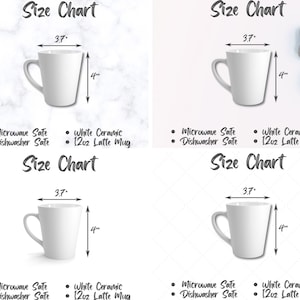 Mug Size Chart - Latte Ceramic Mug Size Mockup - Includes 4 Designs ...