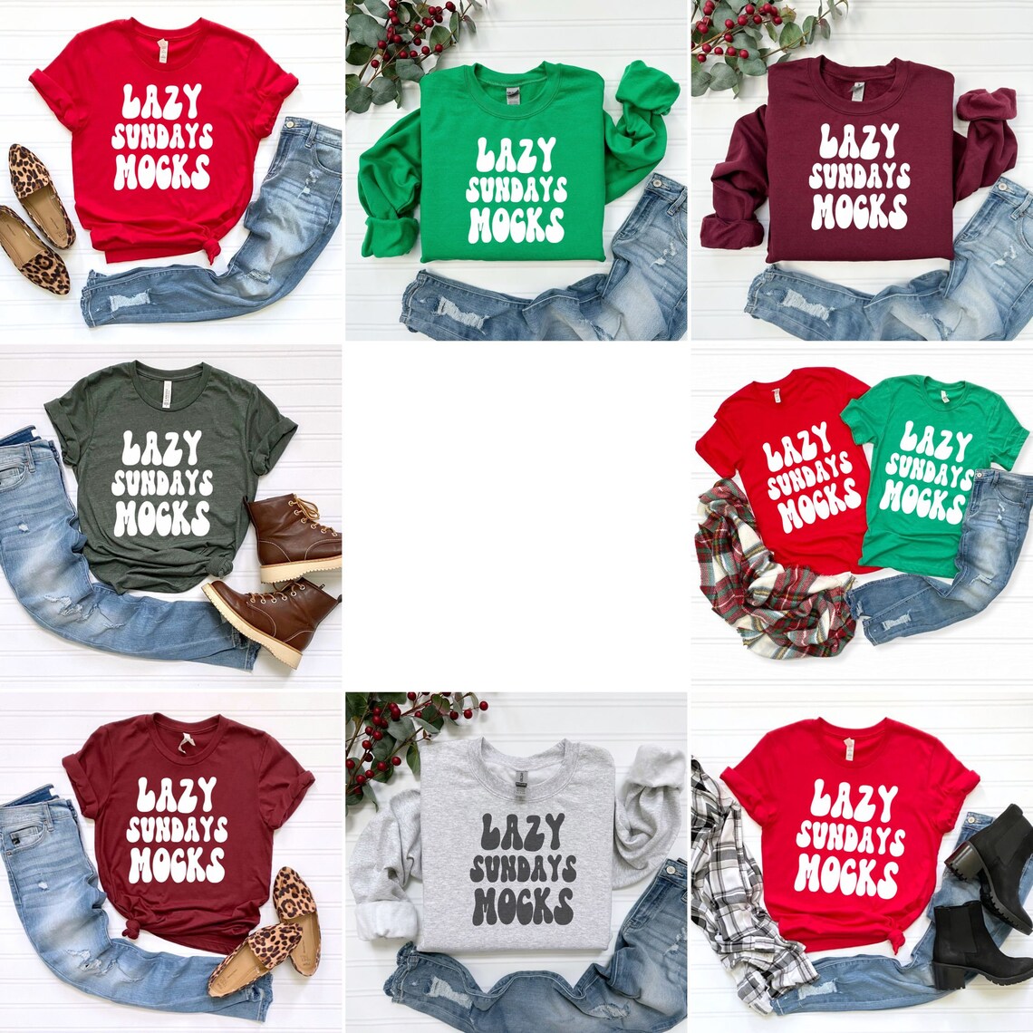 Christmas Mockup Bundle: Bella Canvas & Gildan Flatlays (PNG Digital ...