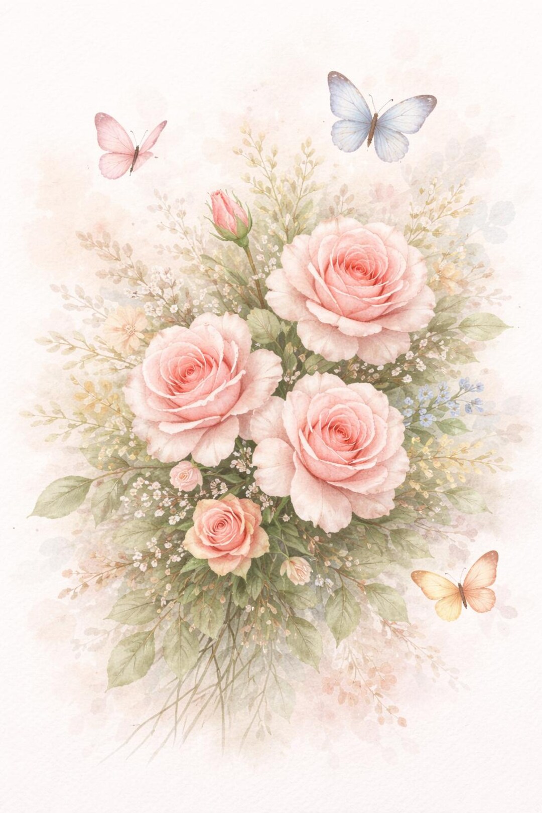 Romantic Watercolor Floral Wall Art. - Etsy