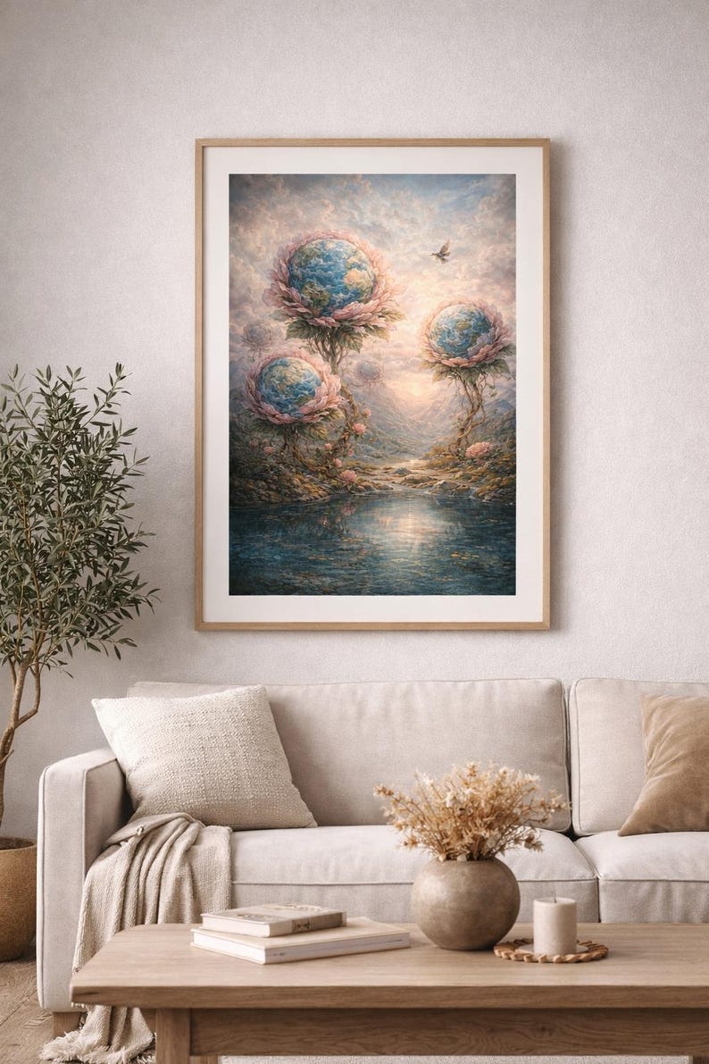 Blooming Worlds – Surreal Earth Fantasy Digital Painting - Etsy