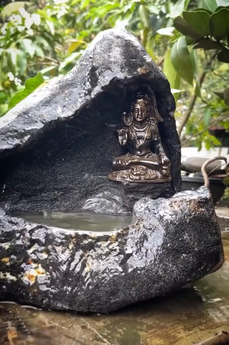 Handcrafted River Stone Shiva Shrine | Linga Water Bowl - Etsy