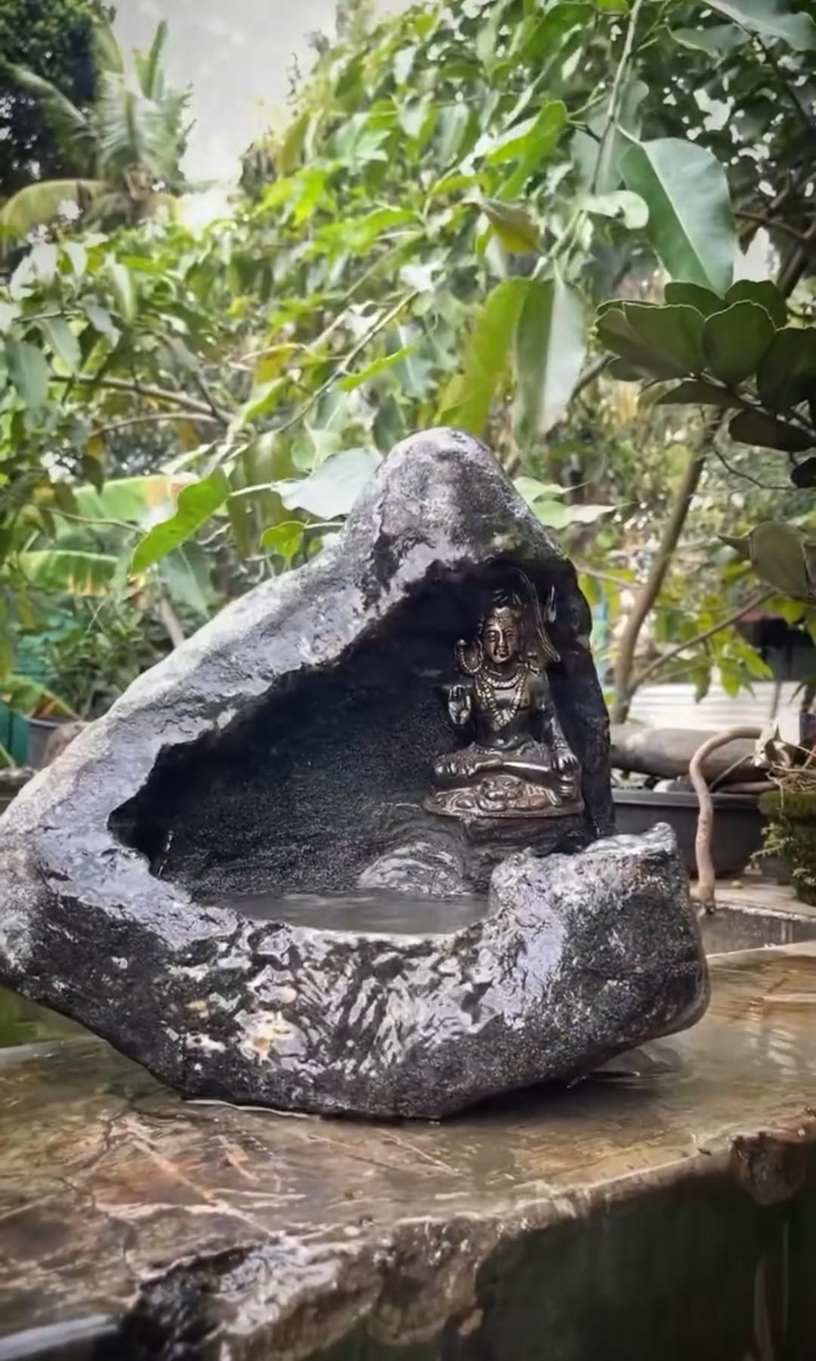Handcrafted River Stone Shiva Shrine | Linga Water Bowl - Etsy