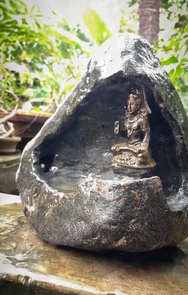 Handcrafted River Stone Shiva Shrine | Linga Water Bowl - Etsy