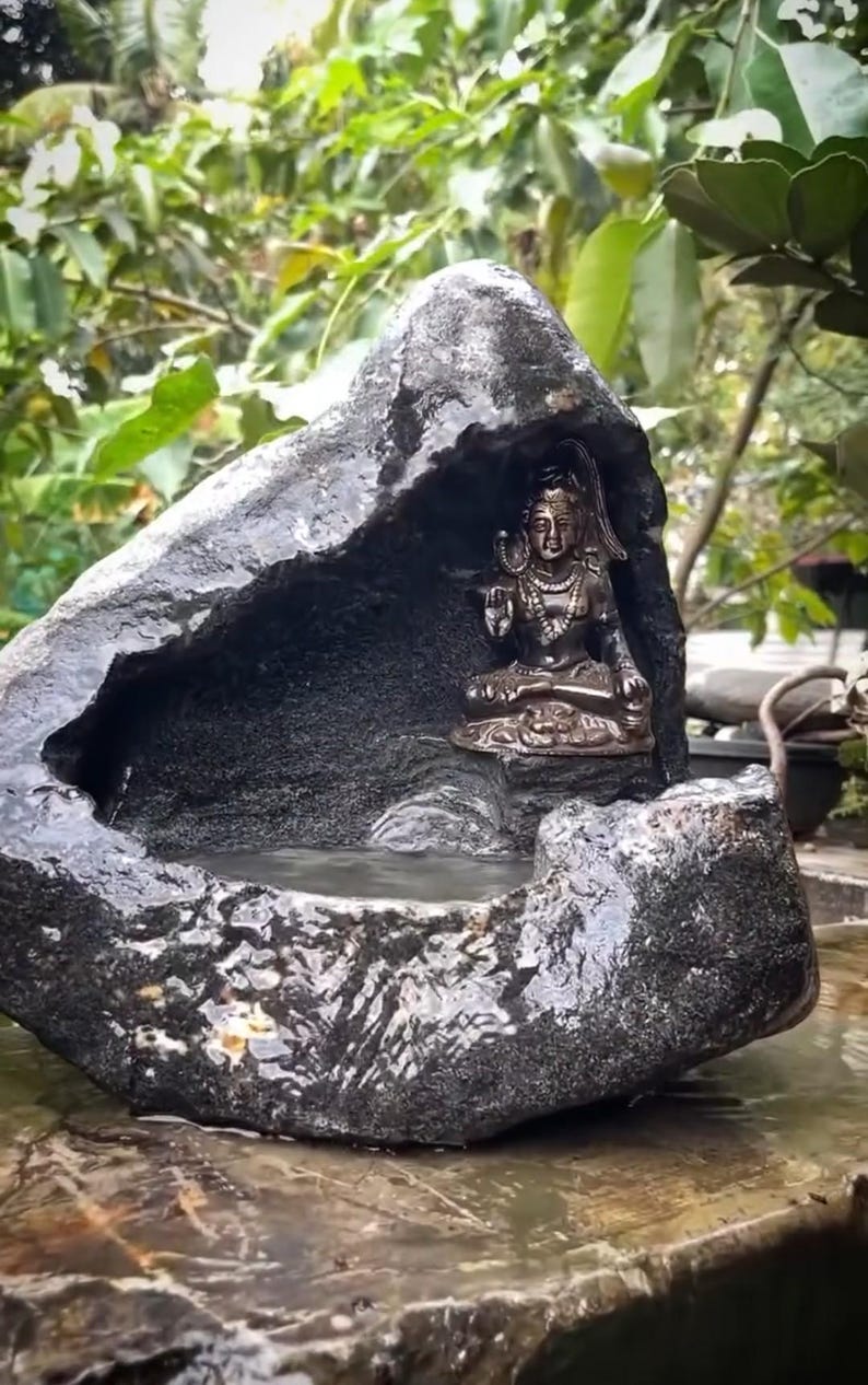 Handcrafted River Stone Shiva Shrine | Linga Water Bowl - Etsy