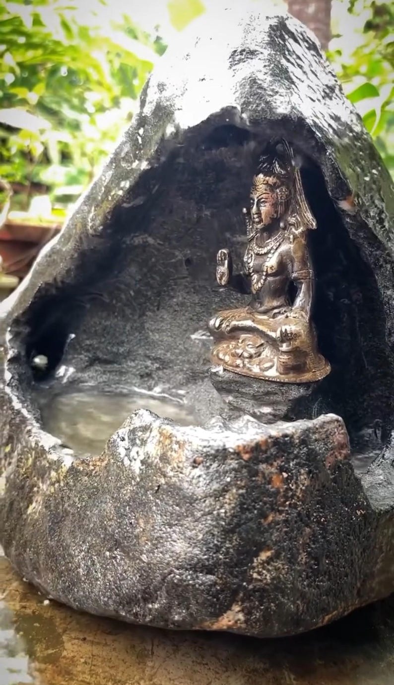 Handcrafted River Stone Shiva Shrine | Linga Water Bowl - Etsy