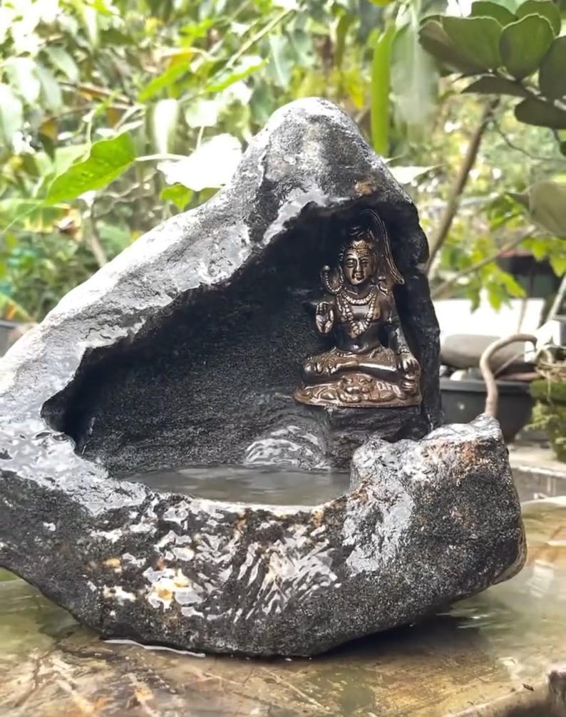 Handcrafted River Stone Shiva Shrine | Linga Water Bowl - Etsy