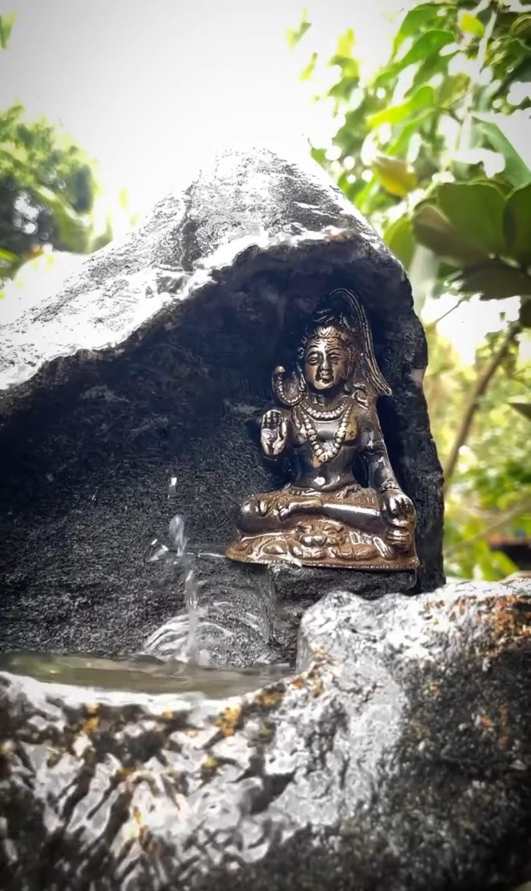 Handcrafted River Stone Shiva Shrine | Linga Water Bowl - Etsy