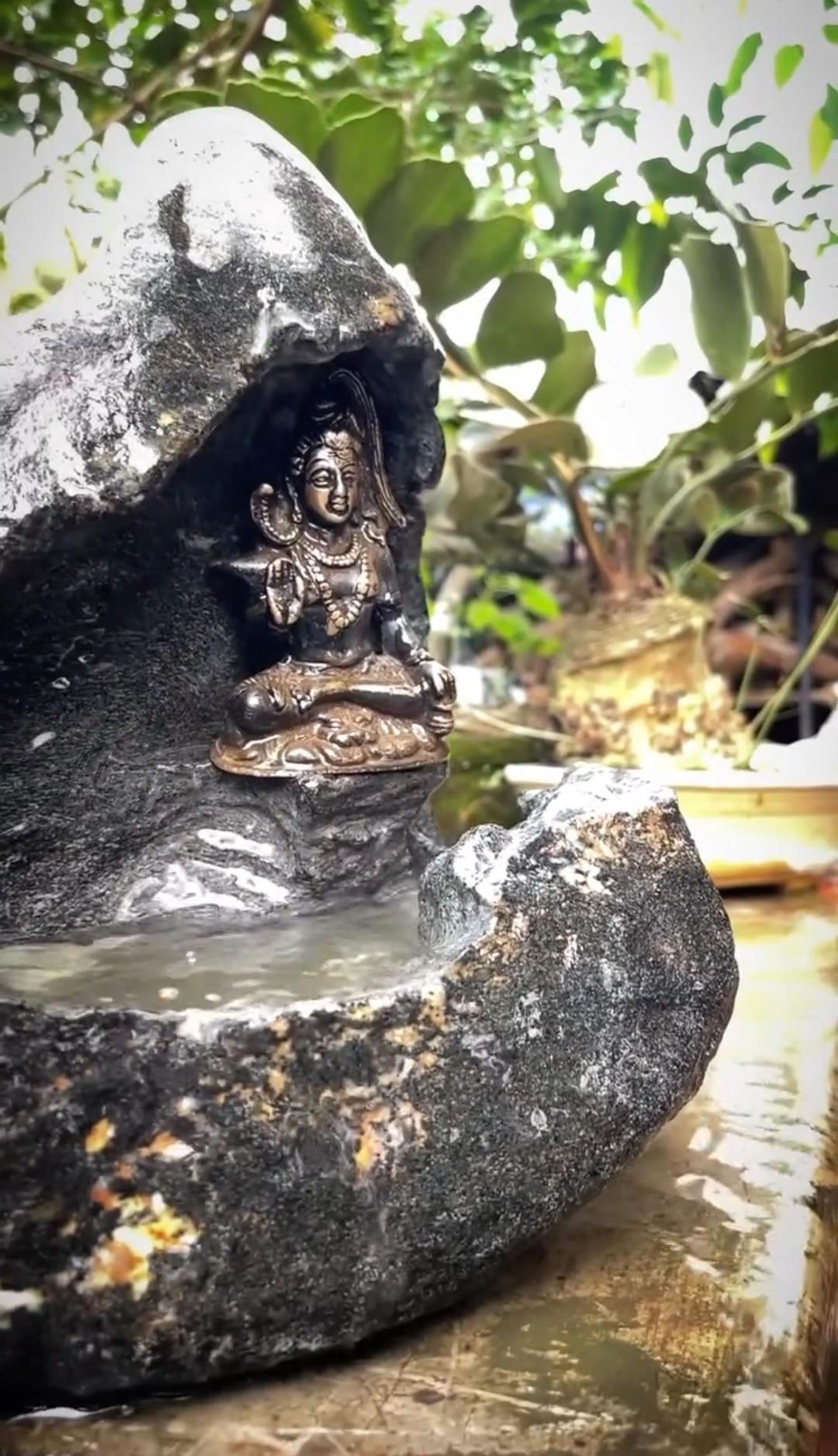 Handcrafted River Stone Shiva Shrine | Linga Water Bowl - Etsy