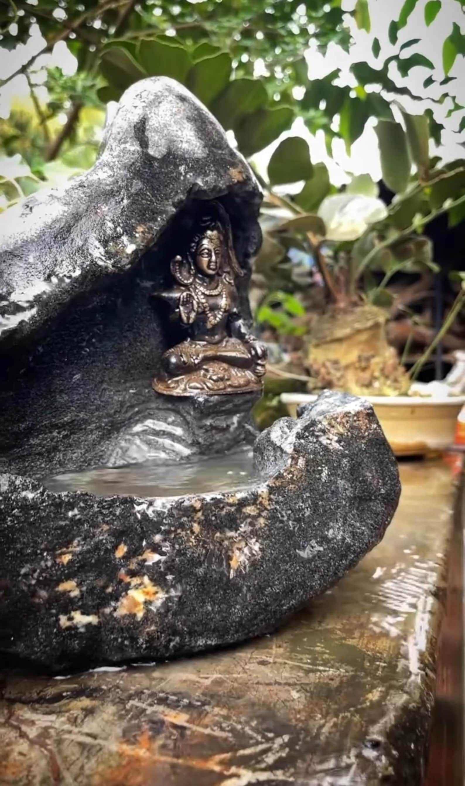 Handcrafted River Stone Shiva Shrine | Linga Water Bowl - Etsy