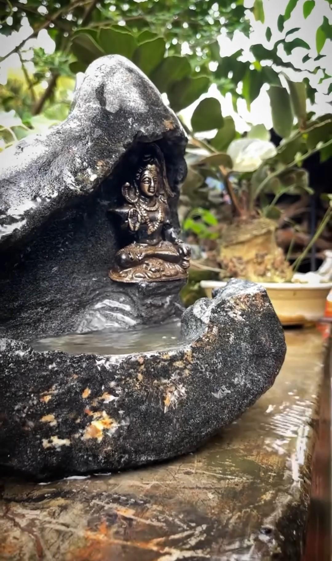 Handcrafted River Stone Shiva Shrine | Linga Water Bowl - Etsy