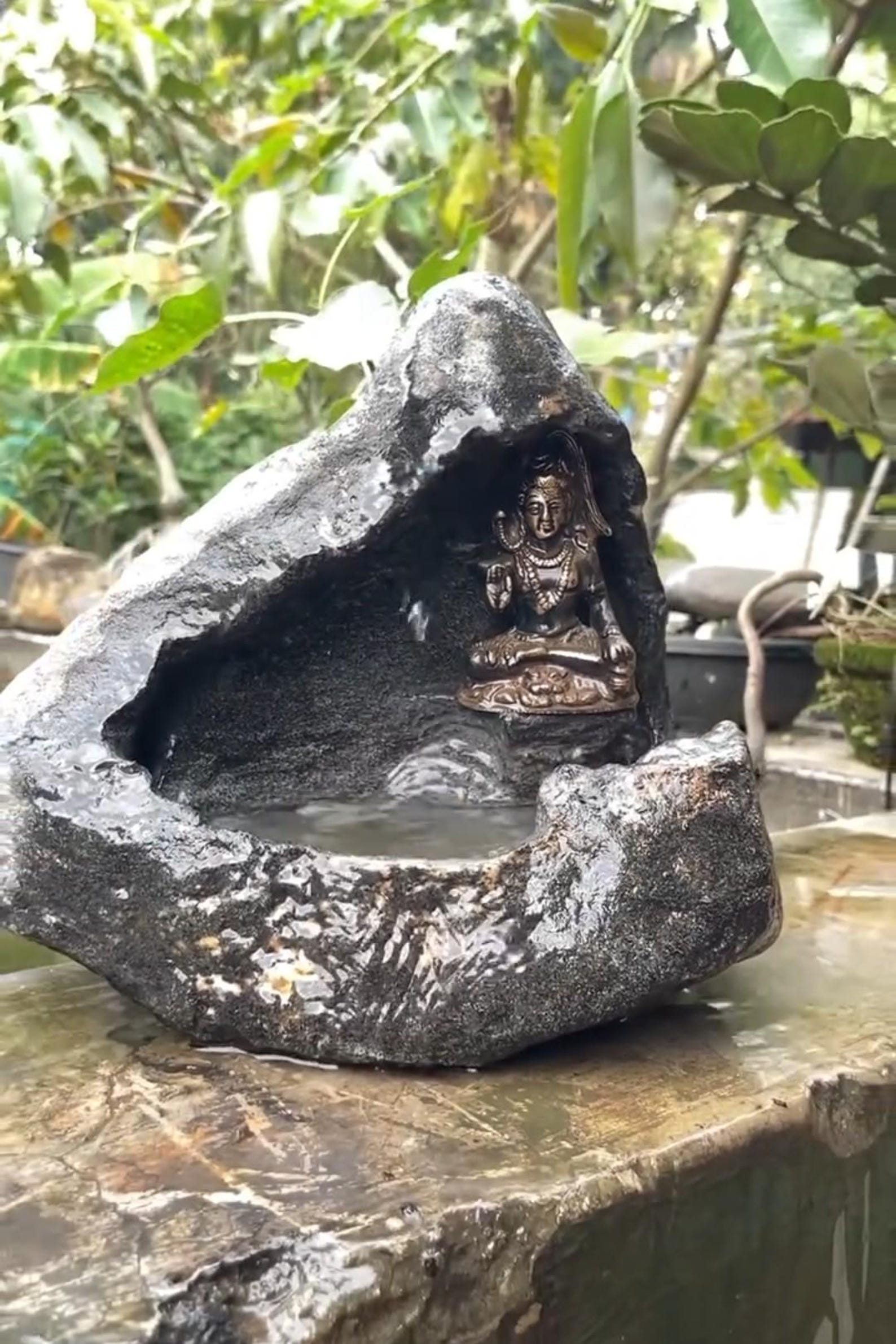 Handcrafted River Stone Shiva Shrine | Linga Water Bowl - Etsy