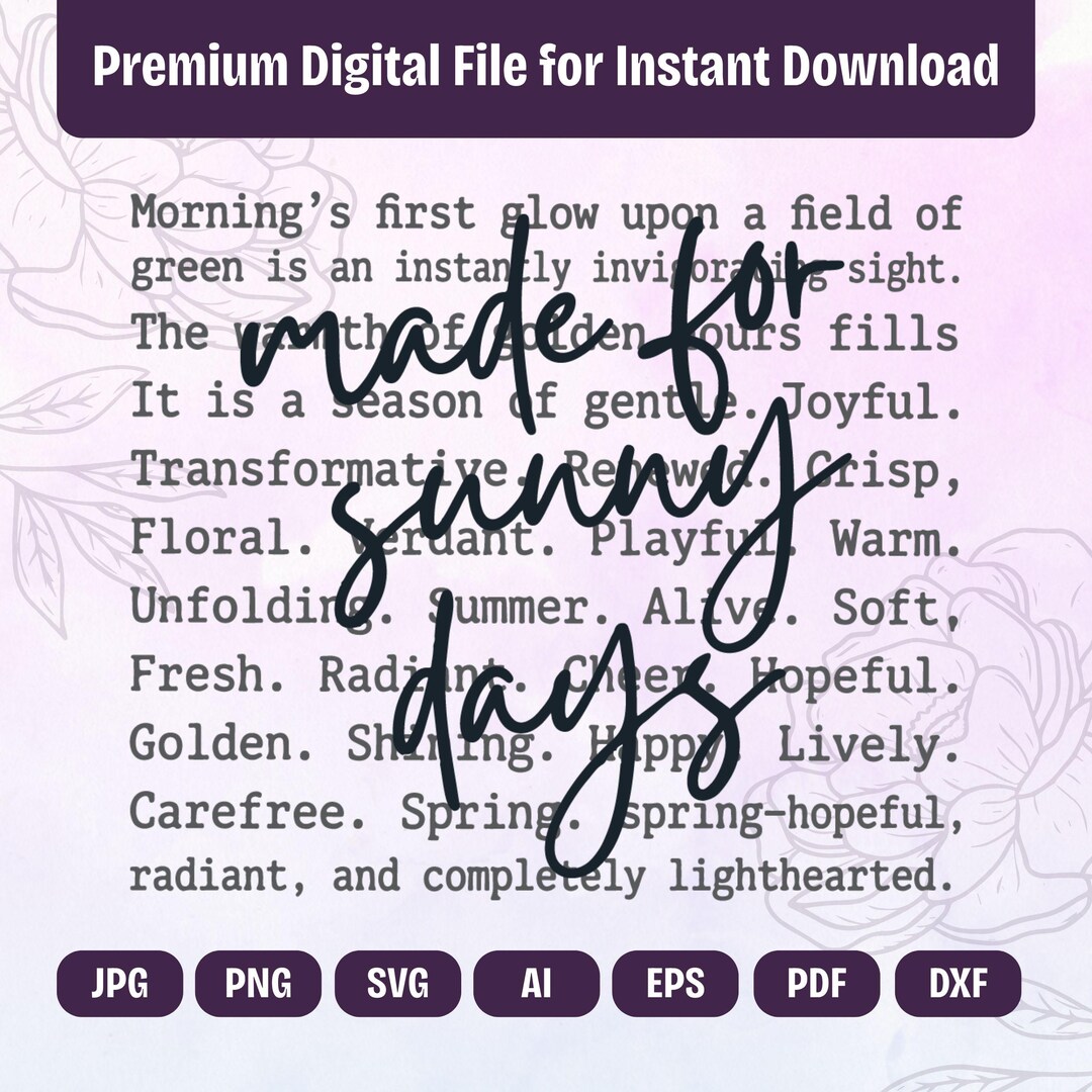 Made for Sunny Days Words Png Svg,neon Summer Spring Girly Tee Design ...