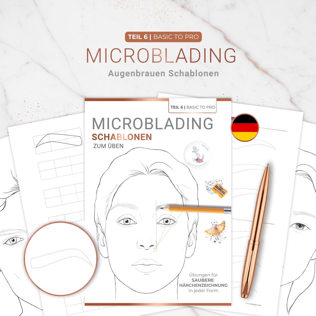Part 6: Microblading Stencils & Eyebrow Shapes for Practice | PDF A4 ...
