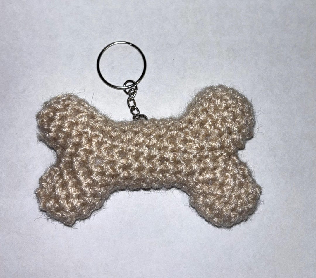 Crocheted Dog Bone Keychain - Etsy