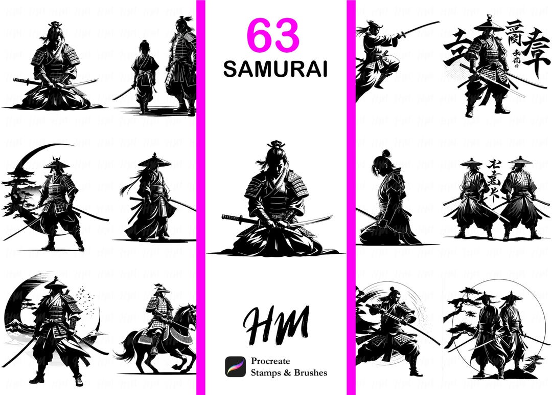Samurai Warrior Illustration Set for Procreate | Japanese Combat Art ...