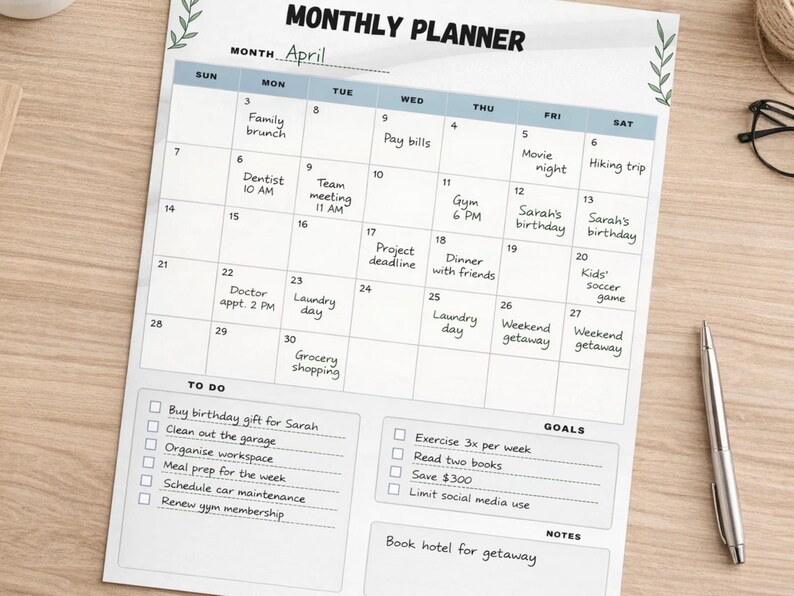 2026 Monthly Planner Printable Minimalist Monthly Calendar Organizer ...