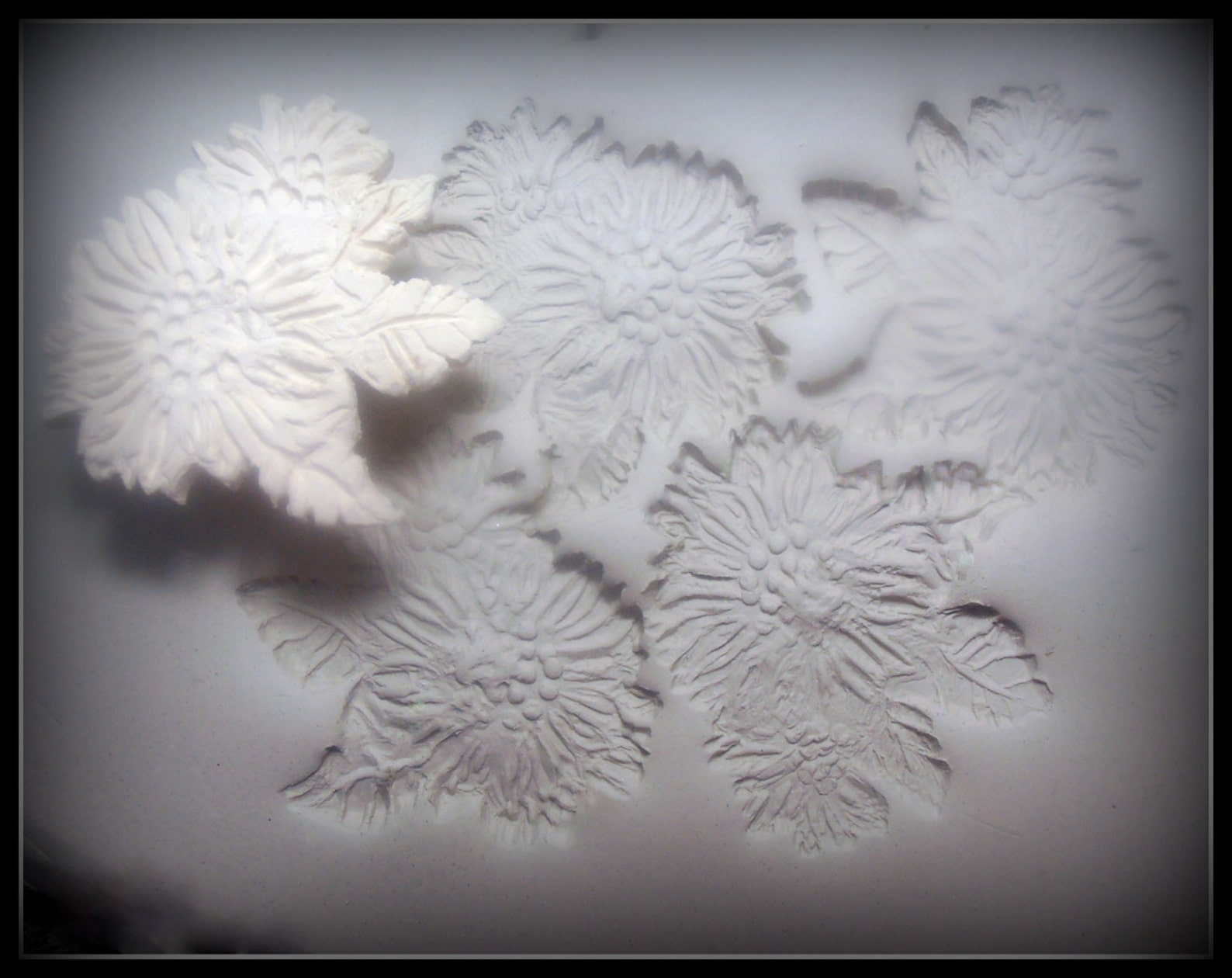 Bisque Clay Stamps, Flower and Leaves for Stamping on Stoneware Clay ...
