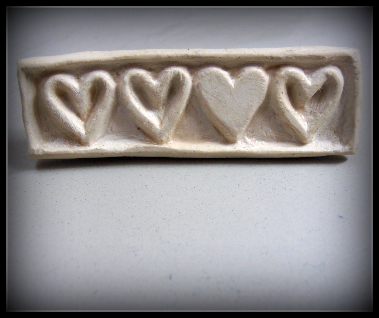 Handcarved Bisque Heart Stamp for Stamping on Stoneware Clay, Polymer ...