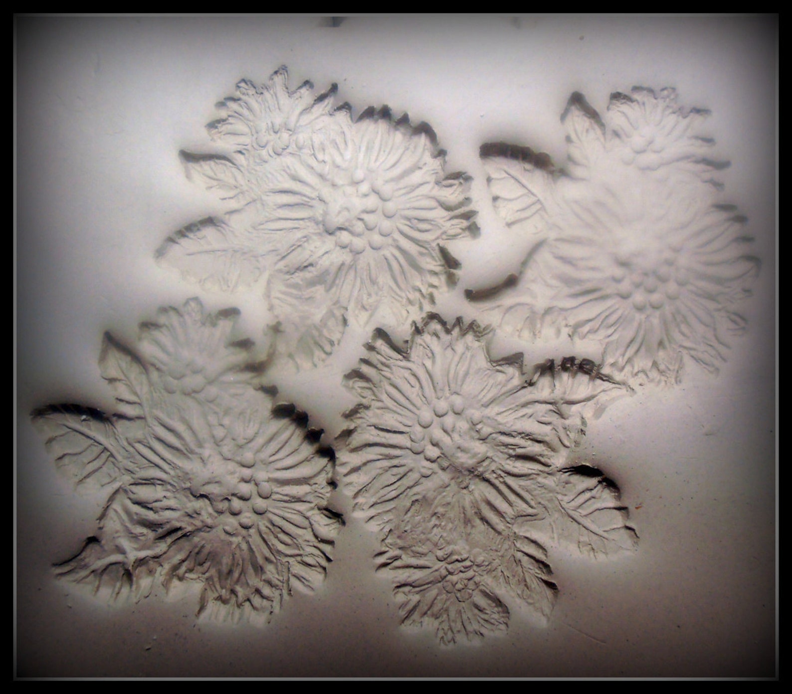 Bisque Clay Stamps, Flower and Leaves for Stamping on Stoneware Clay ...