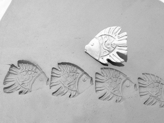Fish Hand Carved Clay Stamp - Textile Pottery Stamp - Hand Crafted ...