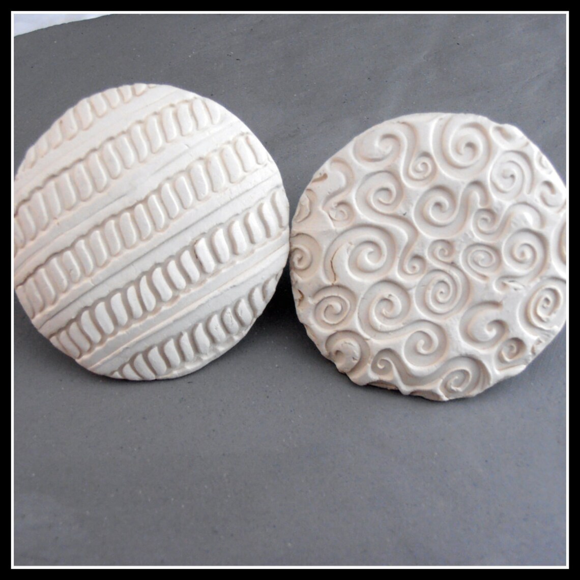 Pottery Stamps -handmade Stamps, Ceramic Stamps, Bisque Stamps (qty. 2 ...