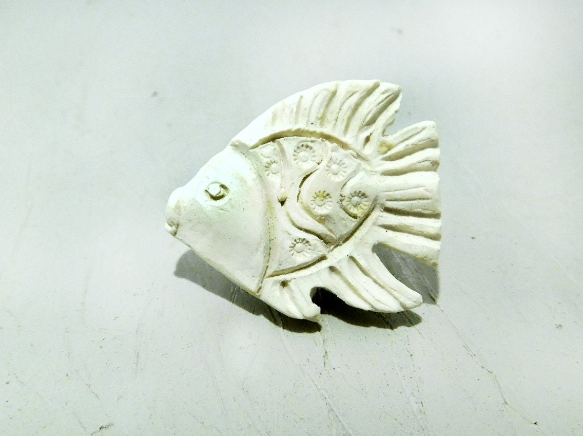 Fish Hand Carved Clay Stamp Textile Pottery Stamp Hand Crafted Ceramic ...