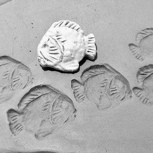 Hand Crafted Ceramic Stamp - Tropical Fish Hand Carved Clay Stamp ...