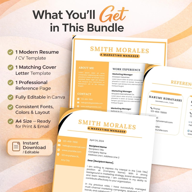 Editable Canva CV Resume 2026 | ATS Friendly Resume Template | Cover ...