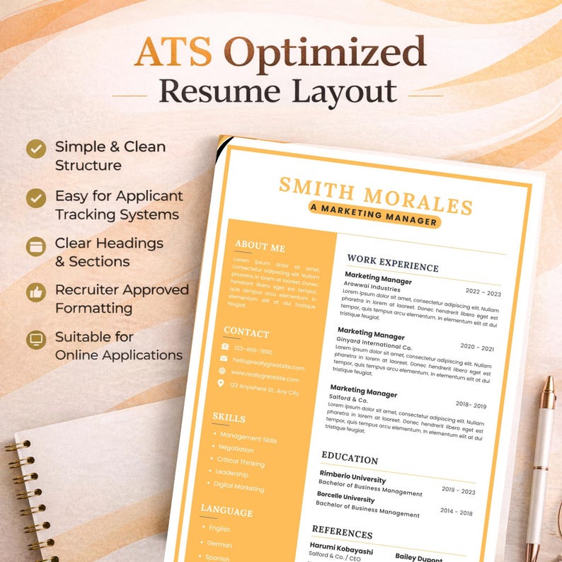 Editable Canva CV Resume 2026 | ATS Friendly Resume Template | Cover ...