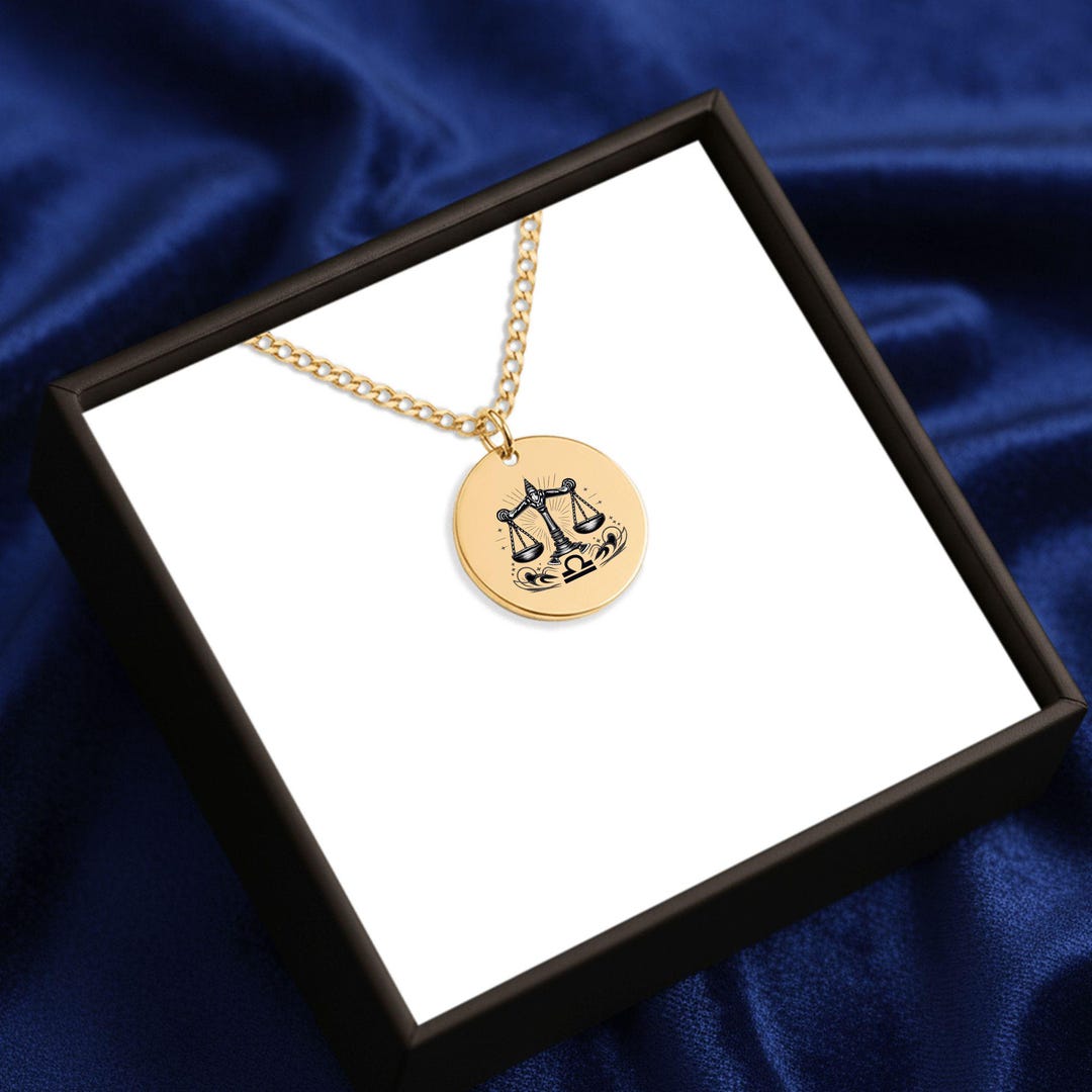 Libra Zodiac Cuban Coin Necklace by Pineapple North - Etsy