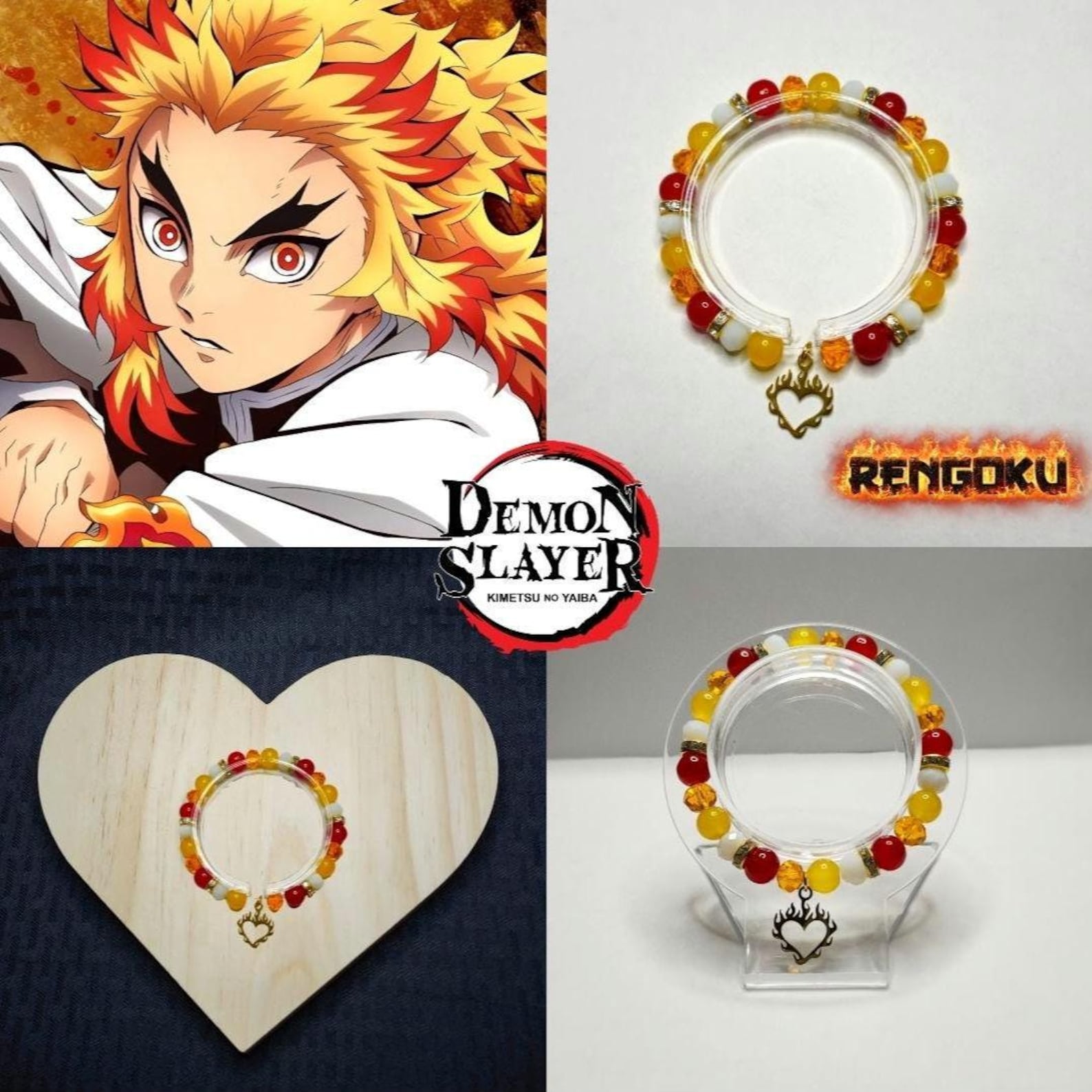 Demon Slayer Hashira Beaded Charm Bracelet | Anime Inspired Handmade ...