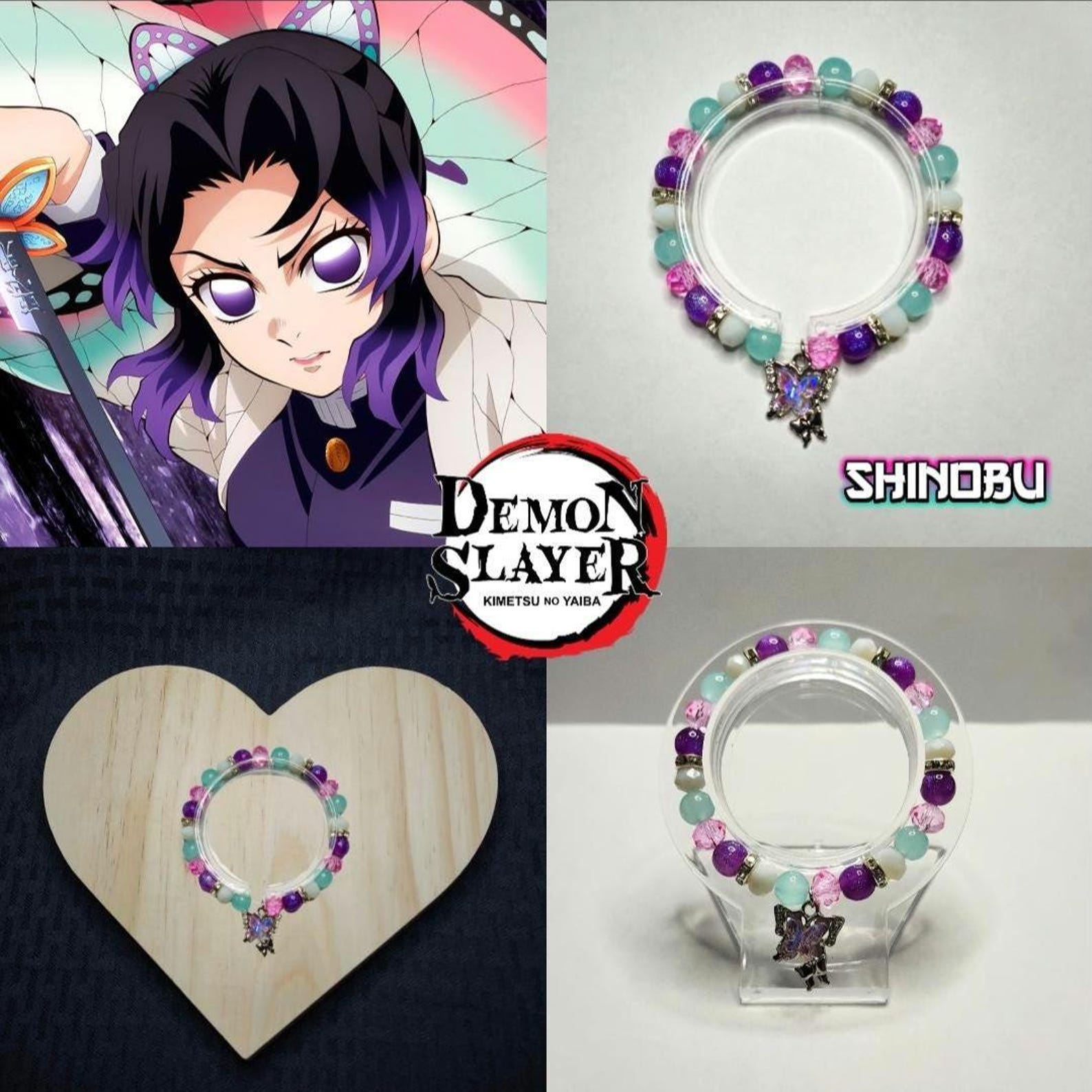 Demon Slayer Hashira Beaded Charm Bracelet | Anime Inspired Handmade ...