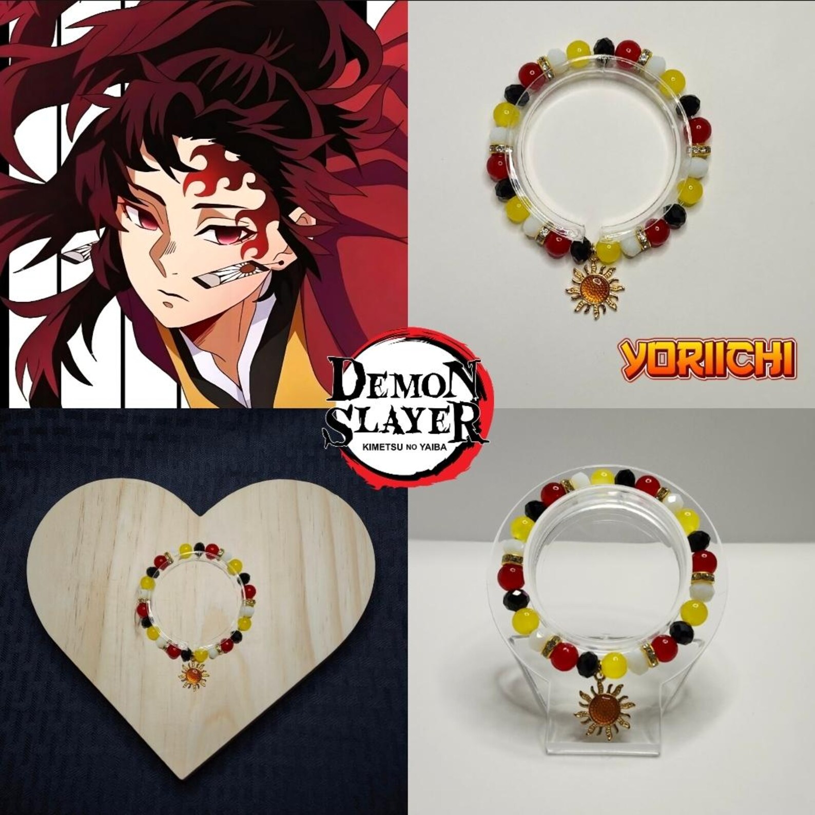 Demon Slayer Hashira Beaded Charm Bracelet | Anime Inspired Handmade ...