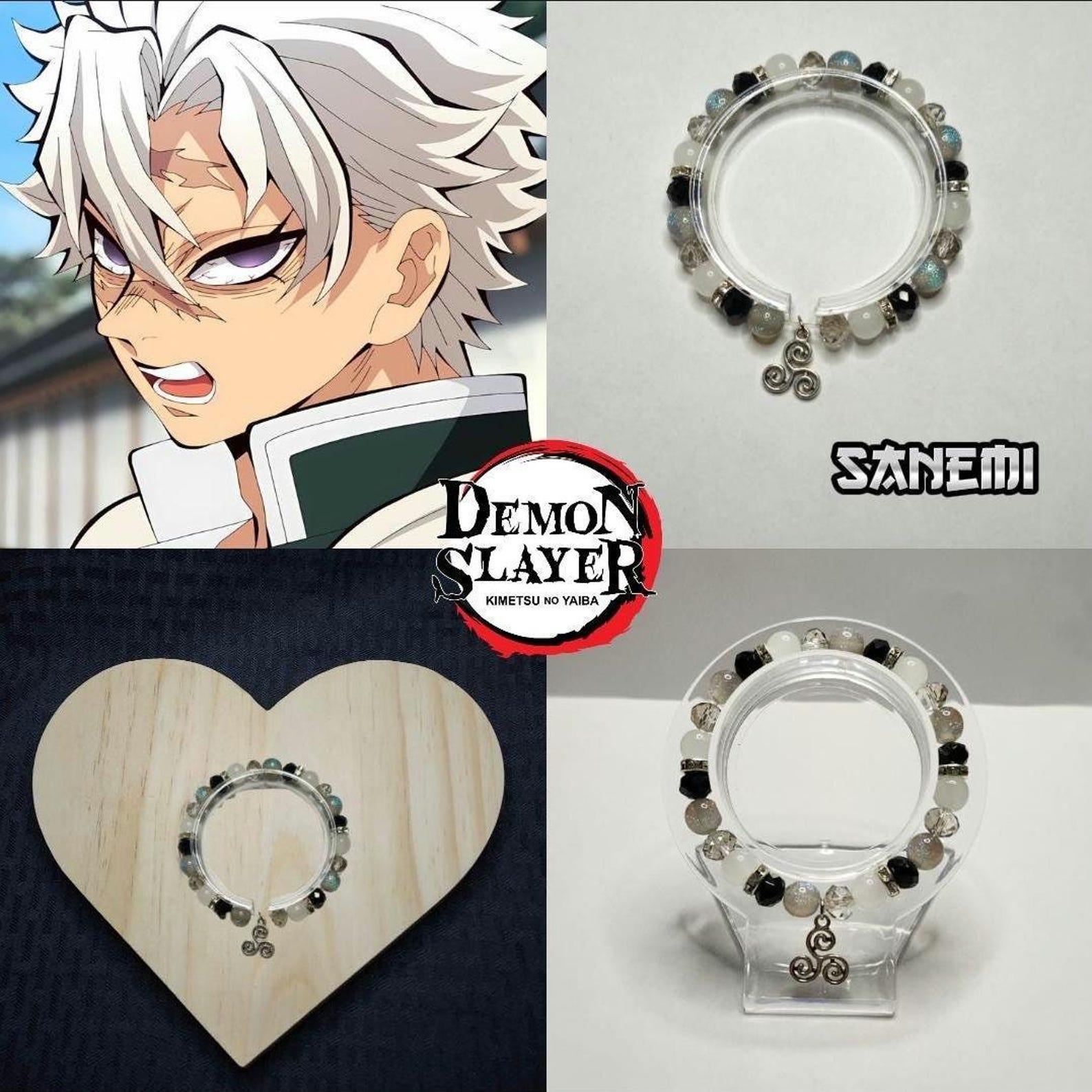 Demon Slayer Hashira Beaded Charm Bracelet | Anime Inspired Handmade ...