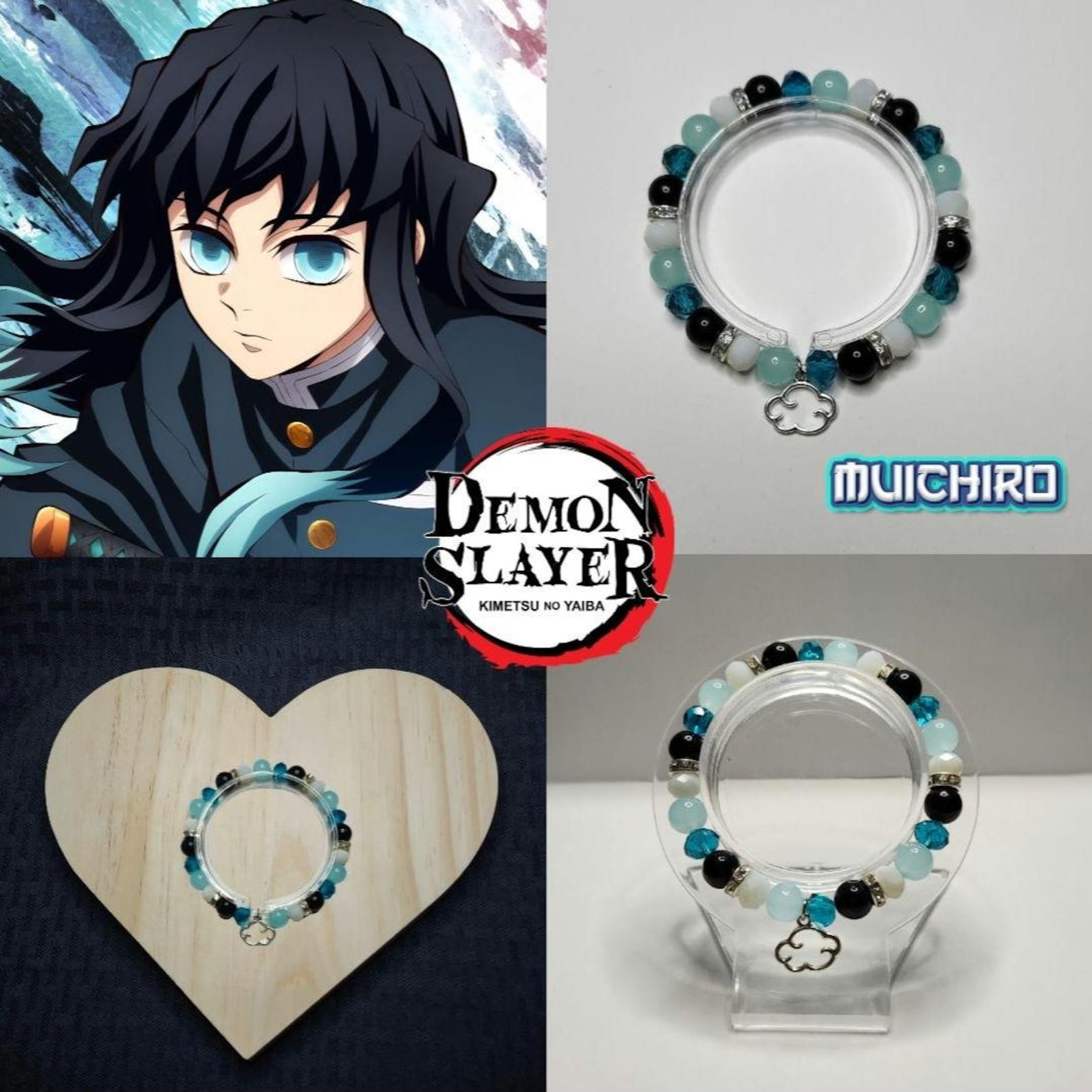 Demon Slayer Hashira Beaded Charm Bracelet | Anime Inspired Handmade ...
