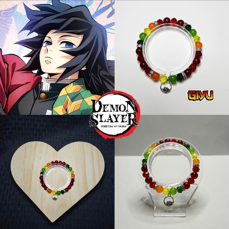 Demon Slayer Hashira Beaded Charm Bracelet | Anime Inspired Handmade ...