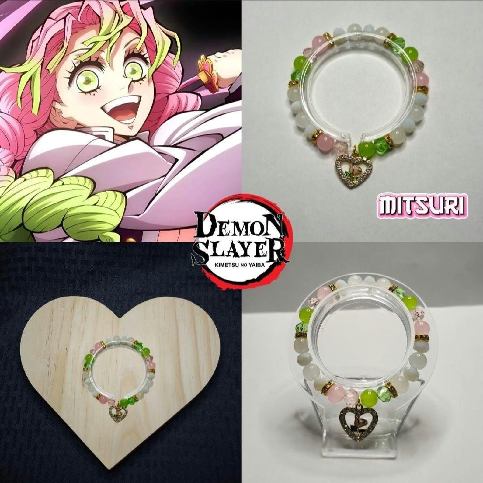 Demon Slayer Hashira Beaded Charm Bracelet | Anime Inspired Handmade ...
