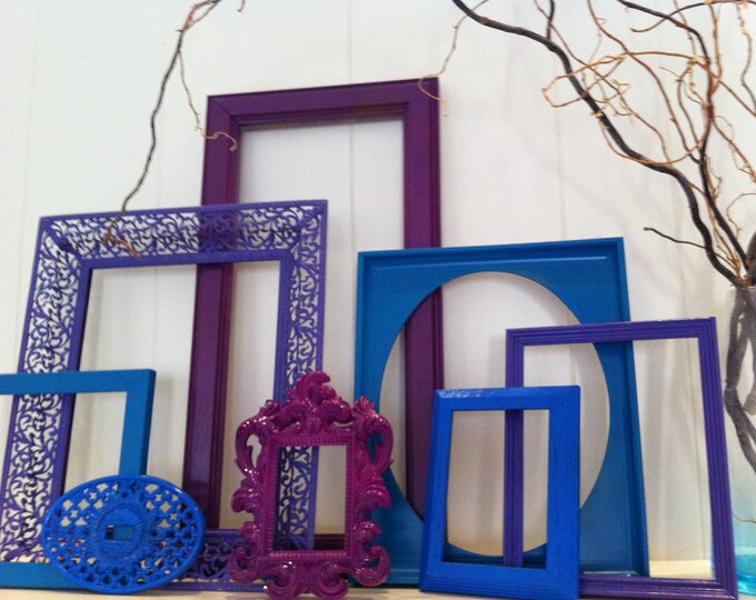 Funky Vintage Frames Upcycled Painted Blueberry Colors - Etsy