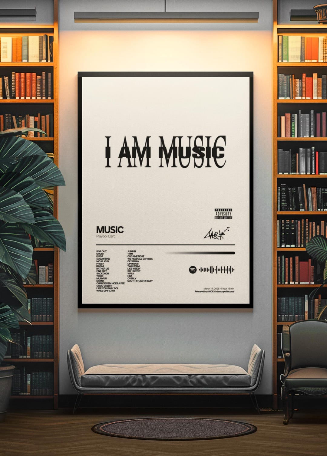 Vintage Playboi Carti I AM MUSIC Wall Mount | Music Room Decor | Hip ...